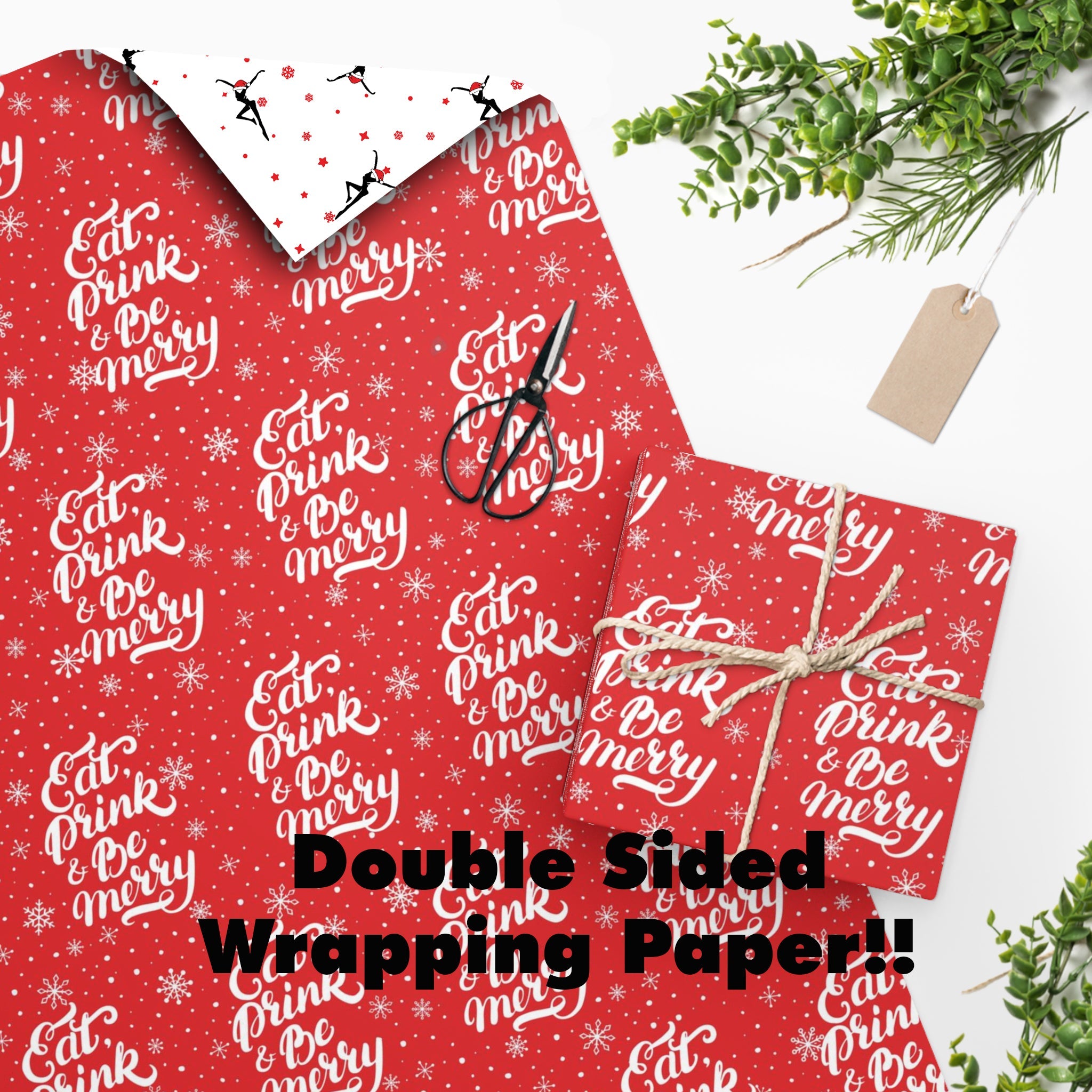 Eat, Drink Red Wrapping Paper(Double Sided) – Wicked Leap